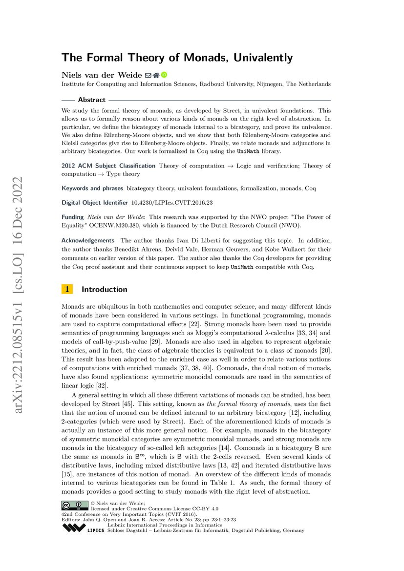 The Formal Theory of Monads, Univalently | DeepAI