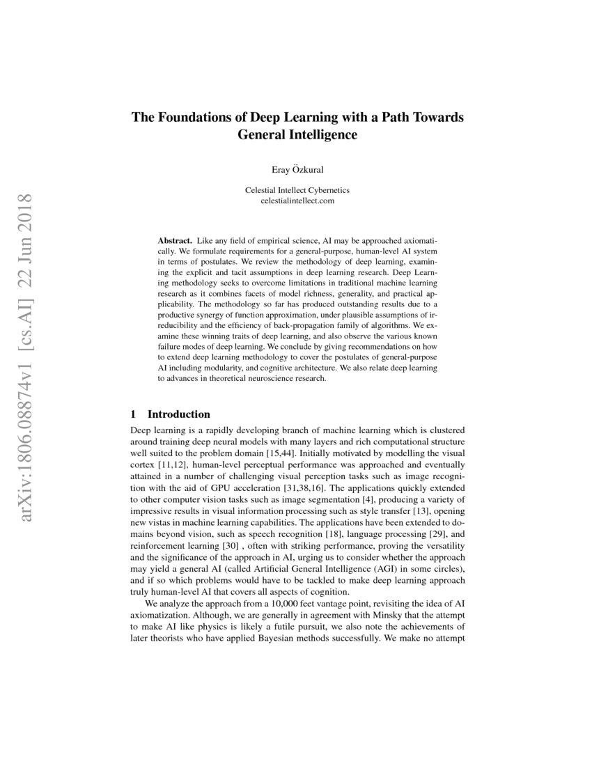 The Foundations of Deep Learning with a Path Towards General ...