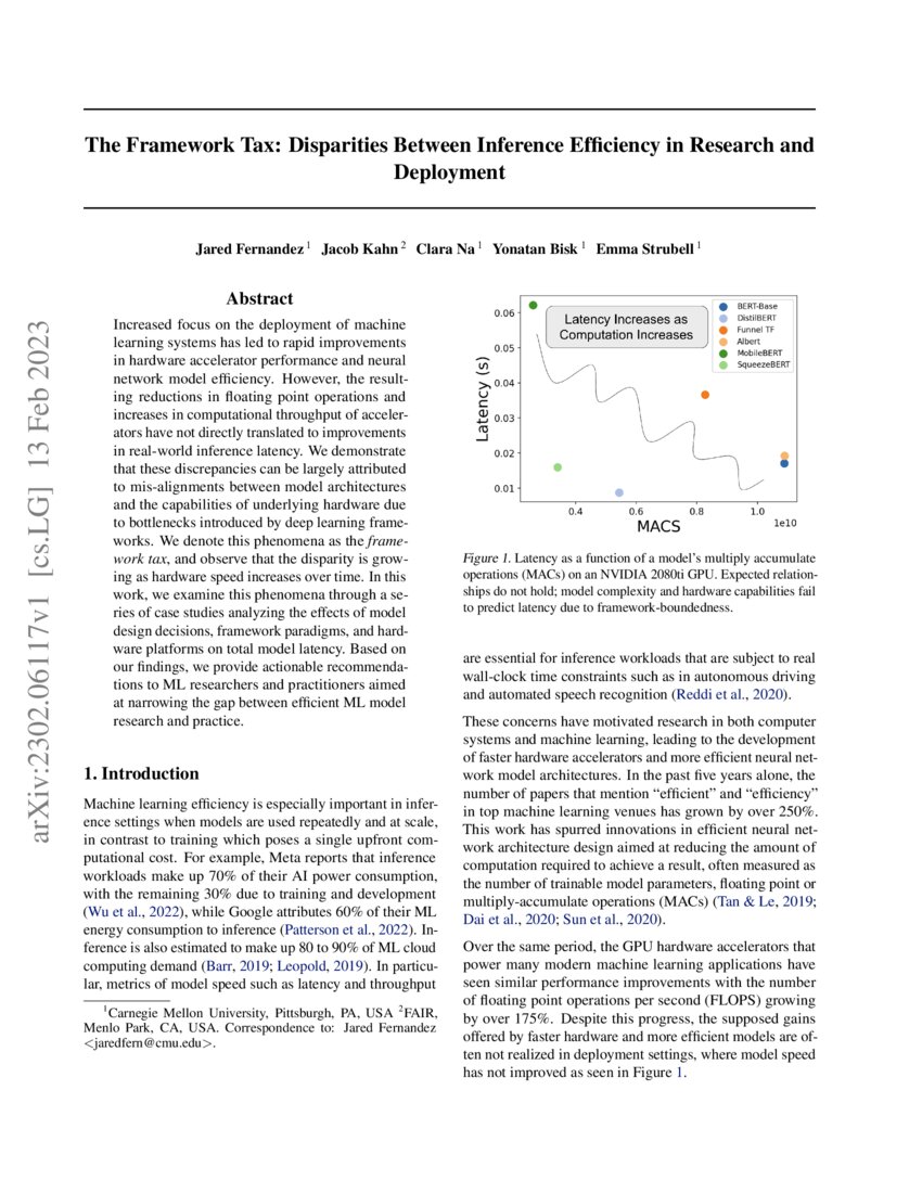 The Framework Tax: Disparities Between Inference Efficiency in Research and Deployment | DeepAI