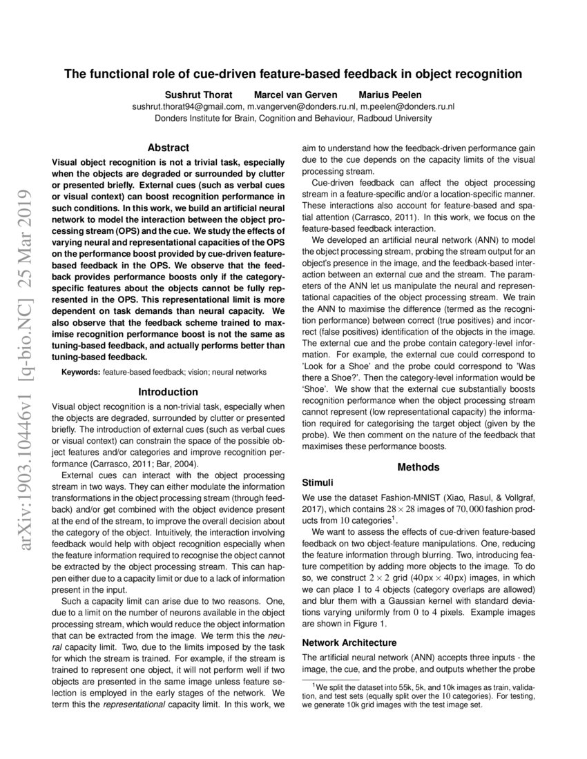 The functional role of cue-driven feature-based feedback in object ...