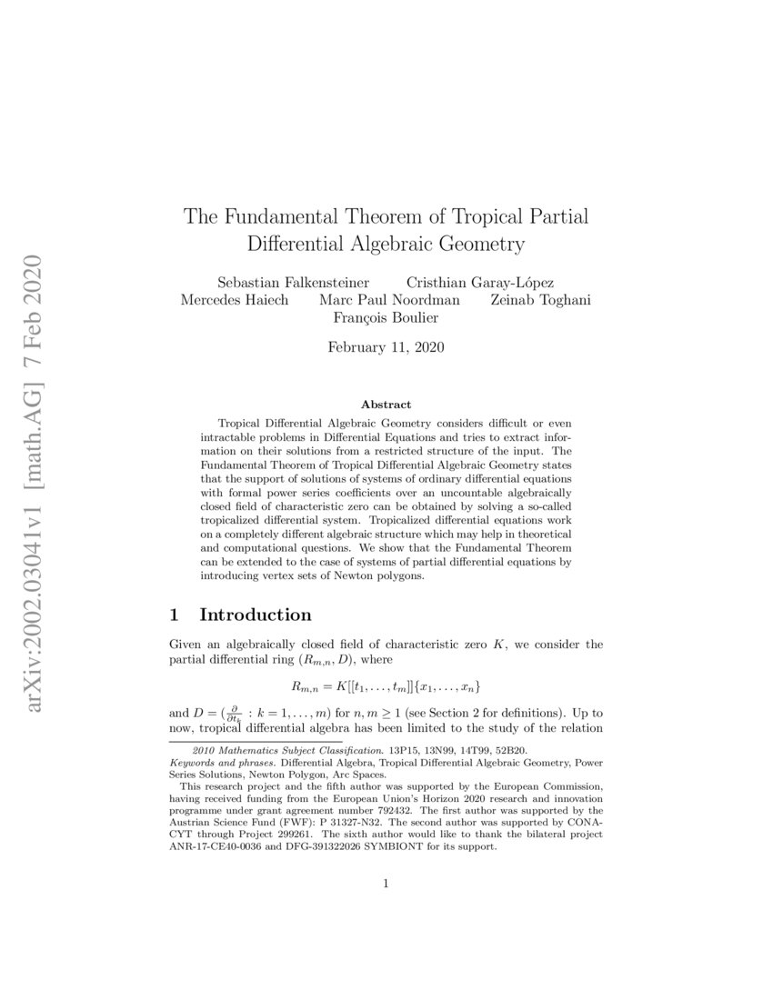 The Fundamental Theorem of Tropical Partial Differential Algebraic ...