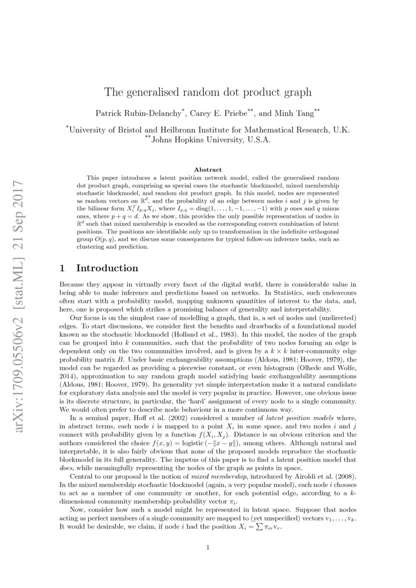 The generalised random dot product graph | DeepAI