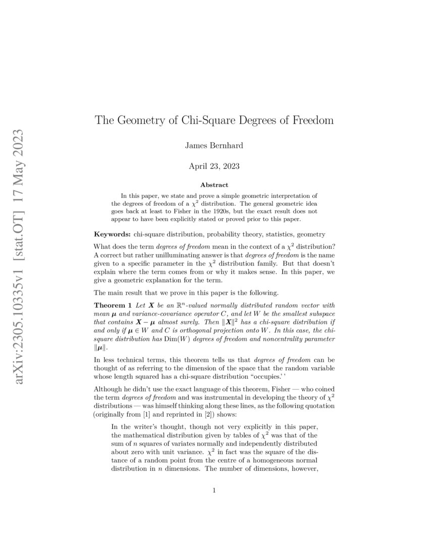 The Geometry of Chi-Square Degrees of Freedom | DeepAI