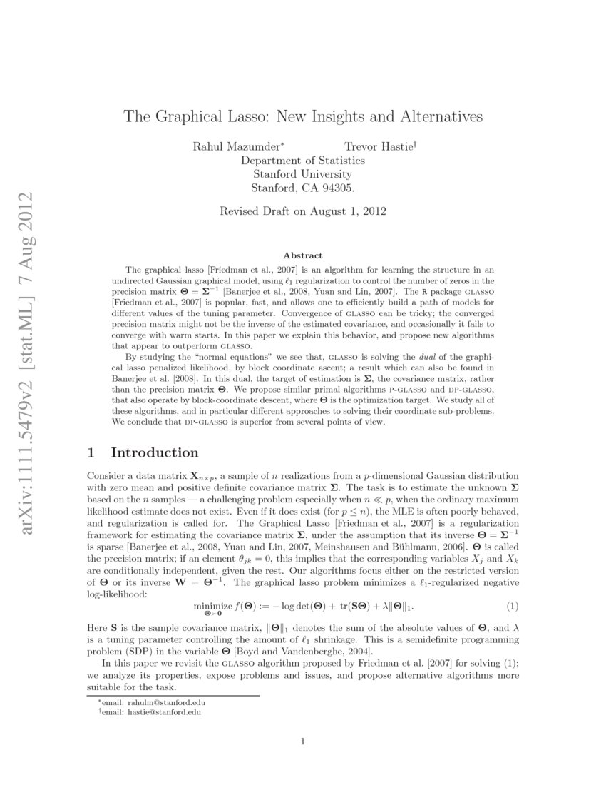 The Graphical Lasso: New Insights and Alternatives | DeepAI