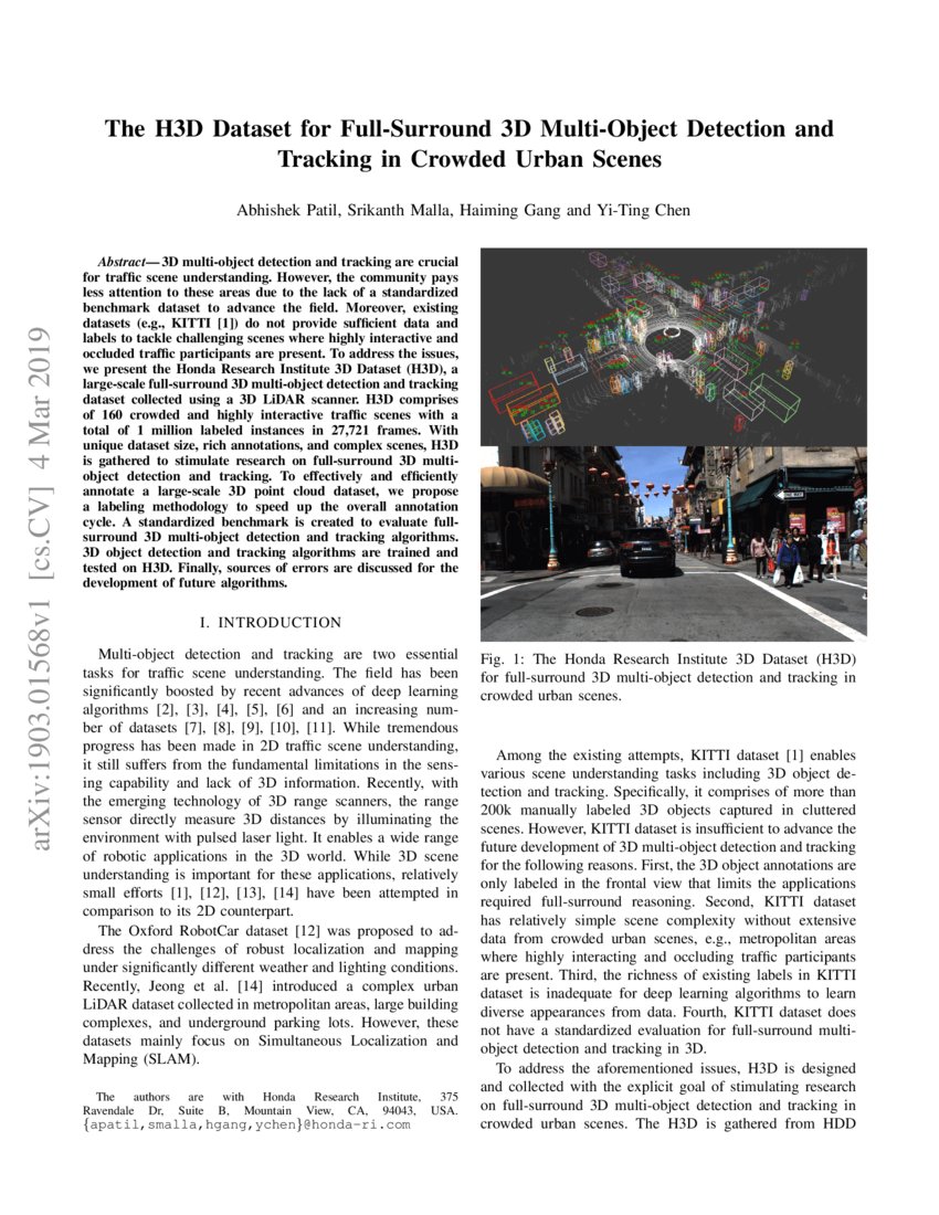 The H3d Dataset For Full Surround 3d Multi Object Detection And Tracking In Crowded Urban Scenes