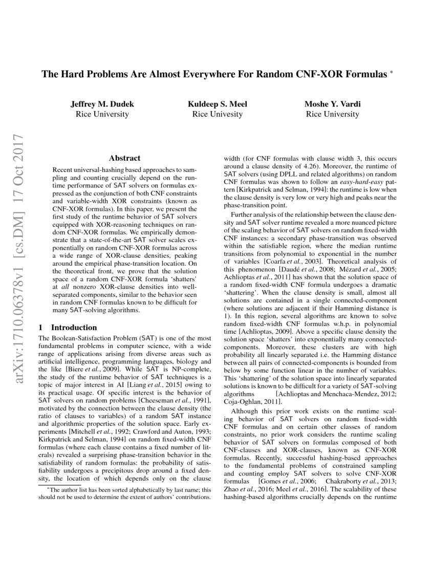 The Hard Problems Are Almost Everywhere For Random CNF-XOR Formulas | DeepAI