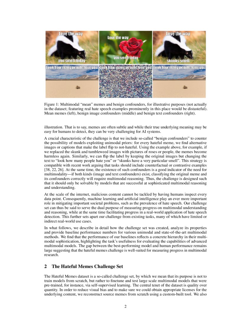 The Hateful Memes Challenge: Detecting Hate Speech in Multimodal Memes ...