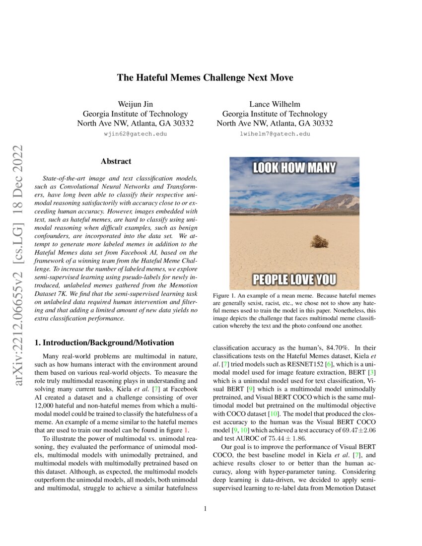 The Hateful Memes Challenge Next Move | DeepAI