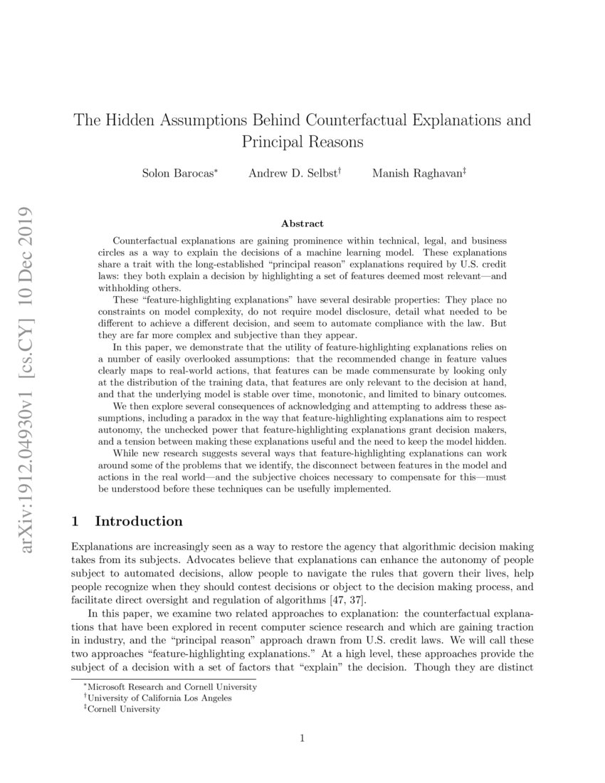 The Hidden Assumptions Behind Counterfactual Explanations And Principal
