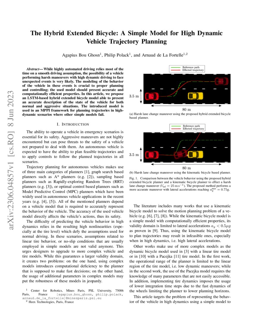 The Hybrid Extended Bicycle: A Simple Model for High Dynamic Vehicle ...