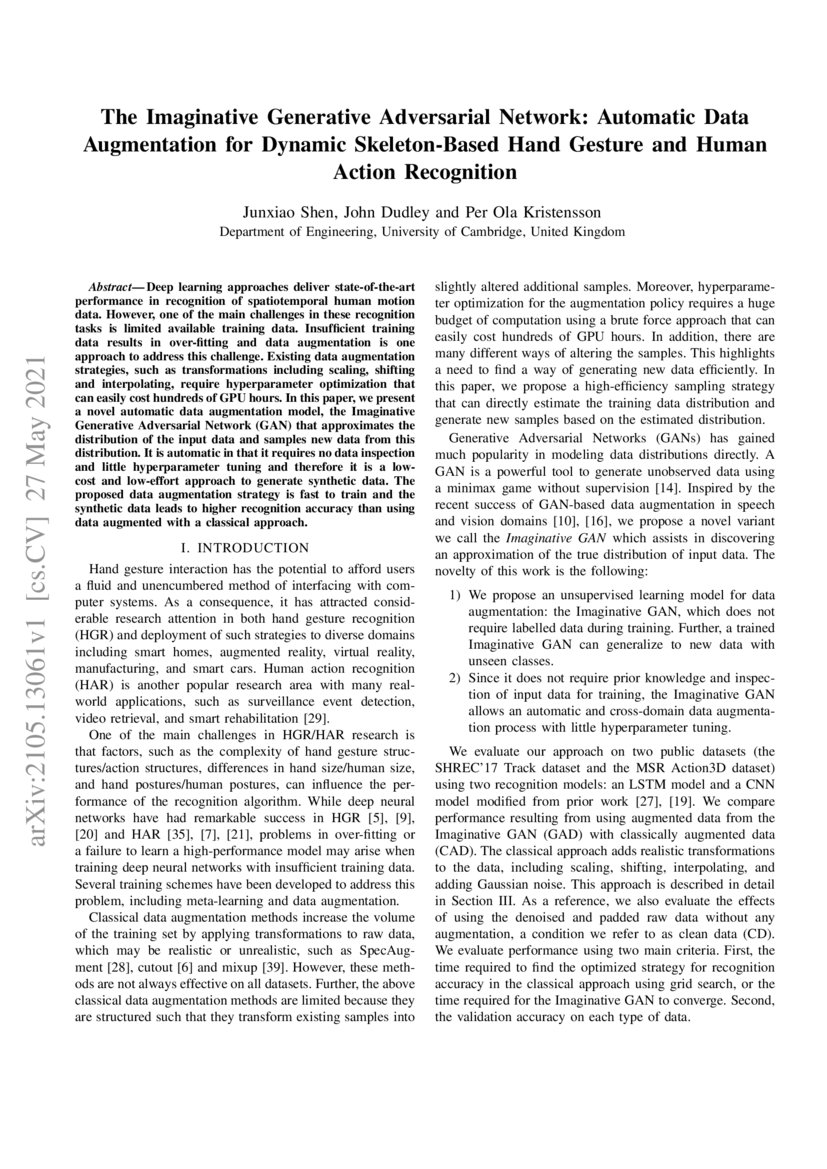 The Imaginative Generative Adversarial Network Automatic Data Augmentation For Dynamic Skeleton