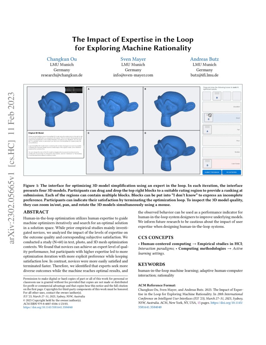 The Impact of Expertise in the Loop for Exploring Machine Rationality | DeepAI