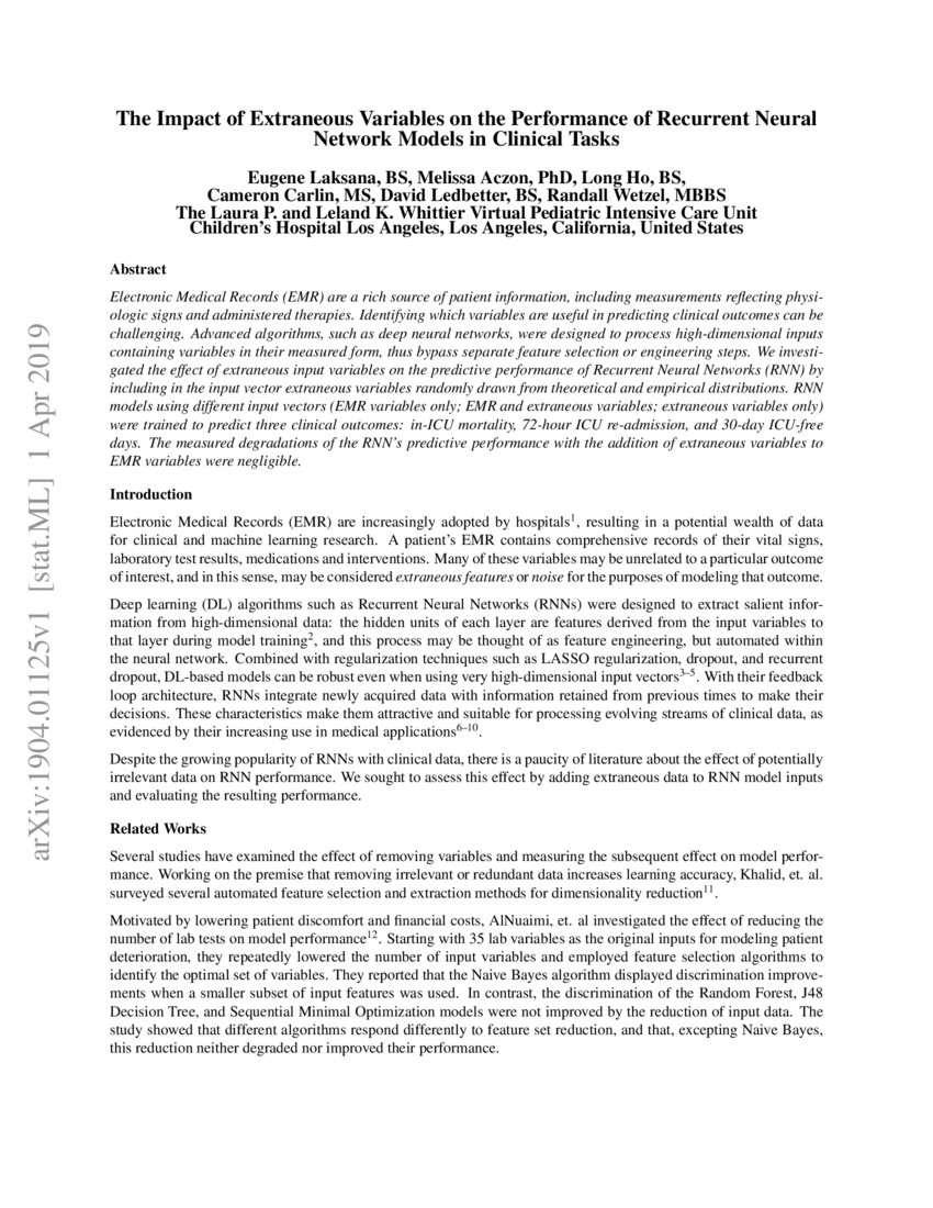 The Impact of Extraneous Variables on the Performance of Recurrent Neural Network Models in ...