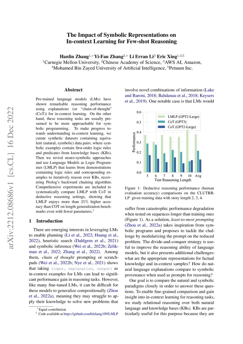 The Impact Of Symbolic Representations On In Context Learning For Few Shot Reasoning Deepai