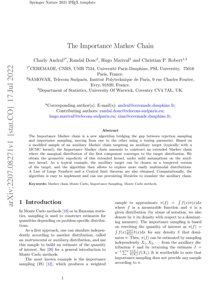 The Importance Markov Chain | DeepAI