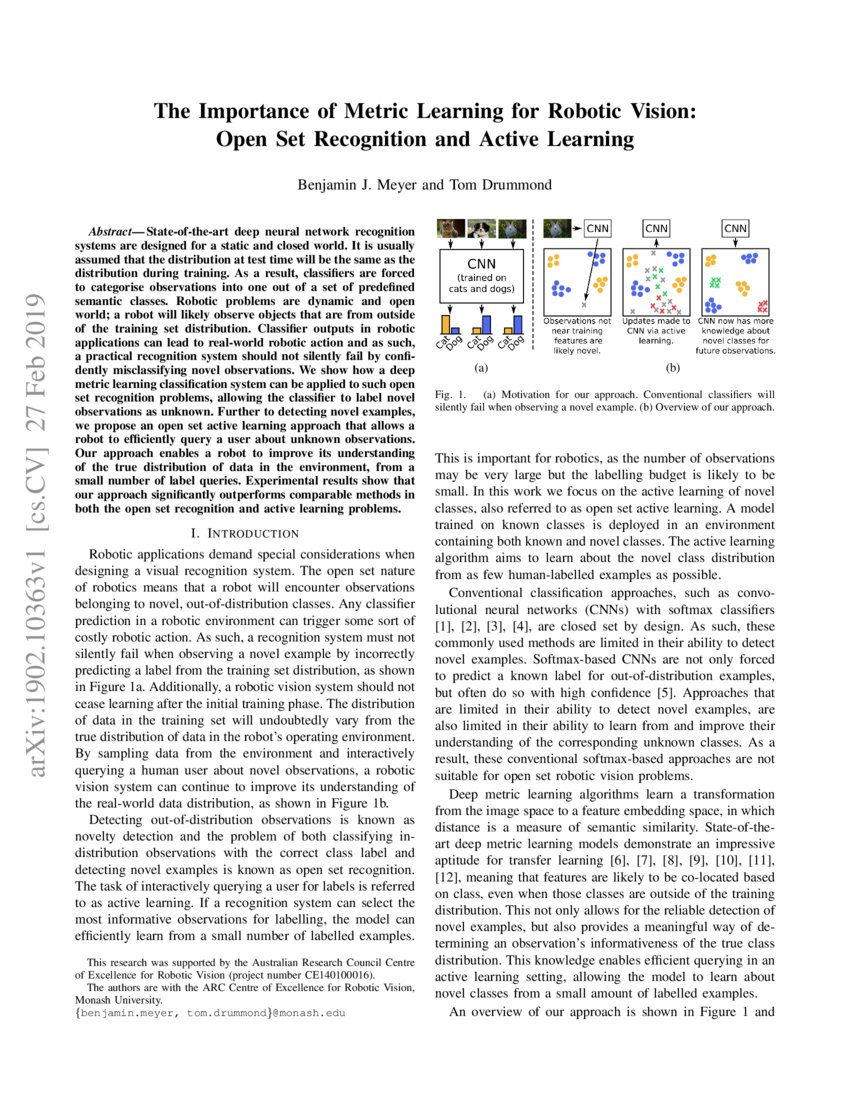 The Importance of Metric Learning for Robotic Vision: Open Set Recognition and Active Learning ...