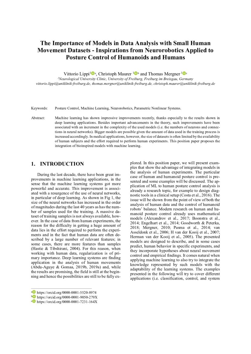 The Importance of Models in Data Analysis with Small Human Movement ...
