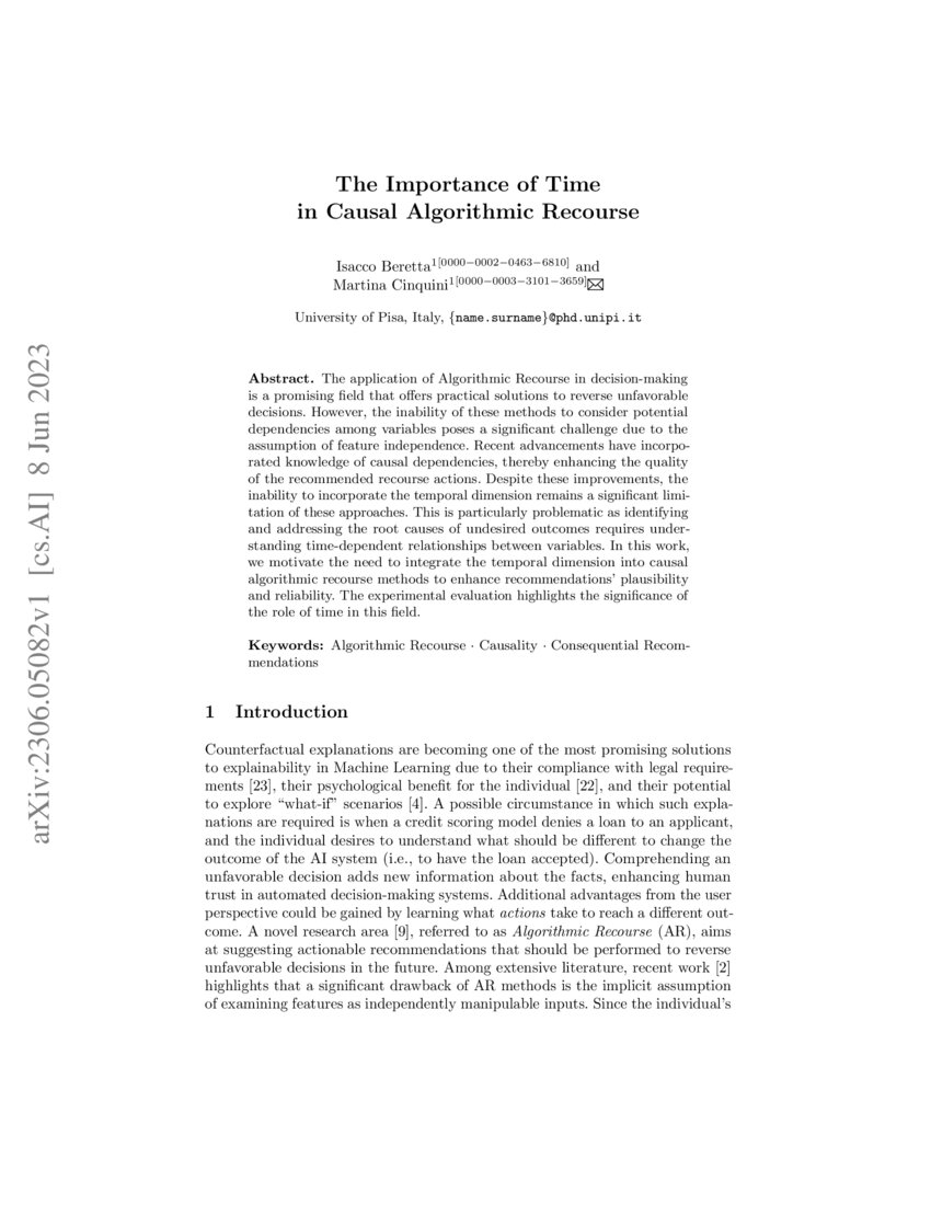 The Importance of Time in Causal Algorithmic Recourse | DeepAI