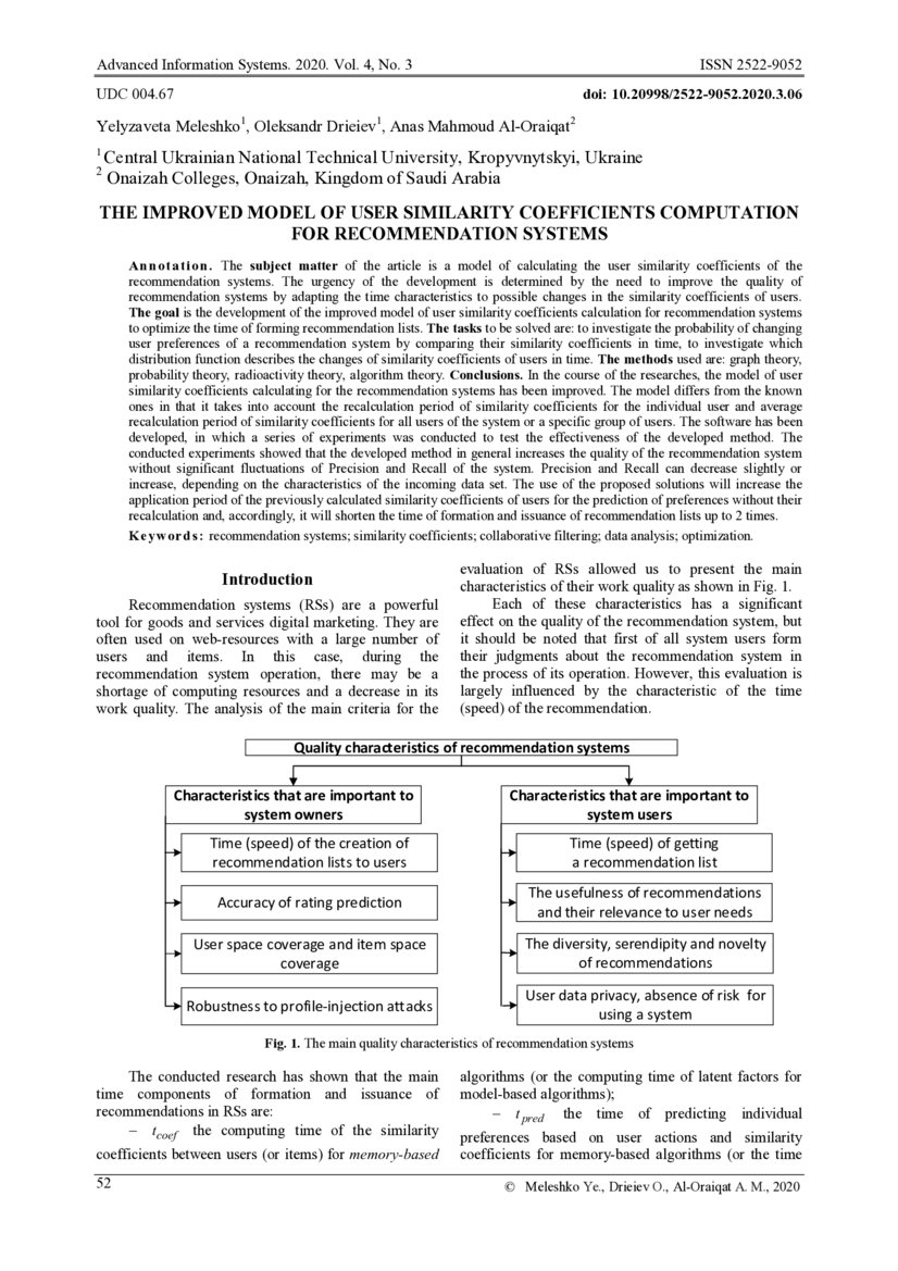 The Improved Model Of User Similarity Coefficients Computation For