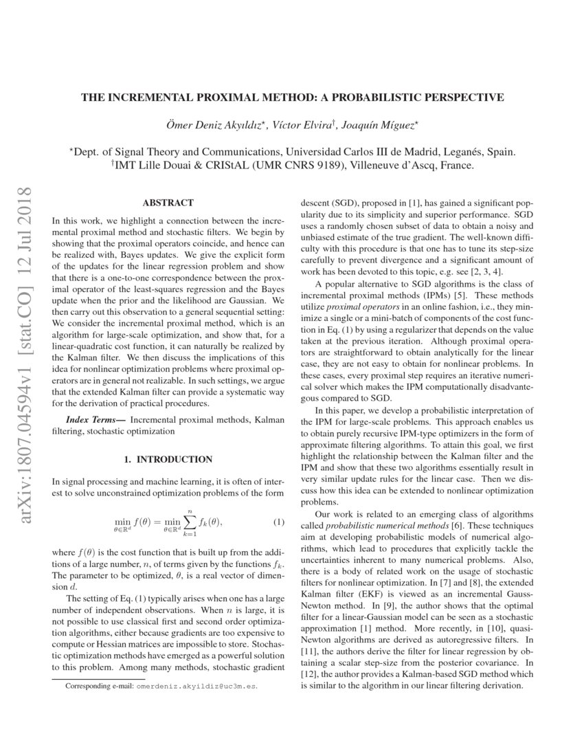 The Incremental Proximal Method: A Probabilistic Perspective | DeepAI