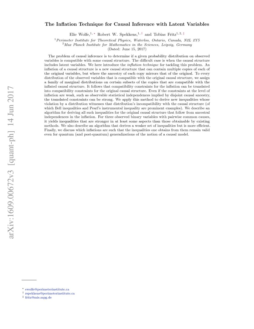 The Inflation Technique For Causal Inference With Latent Variables Deepai