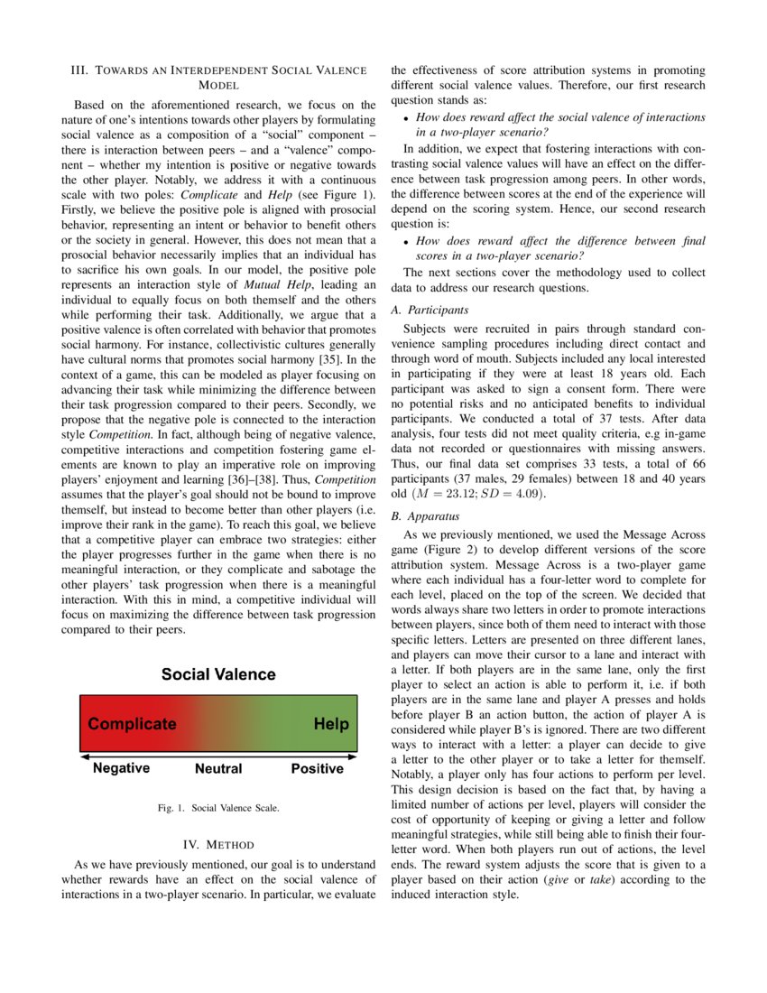 The Influence of Reward on the Social Valence of Interactions | DeepAI
