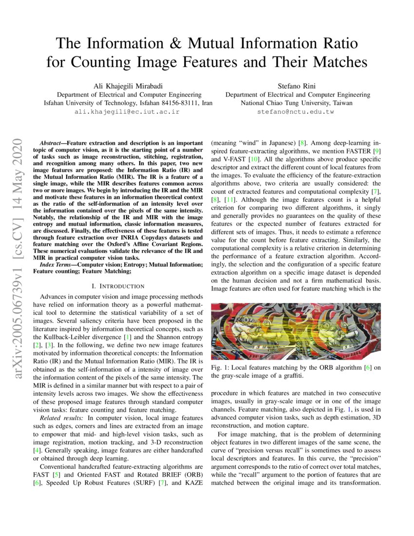 The Information Mutual Information Ratio for Counting Image Features ...