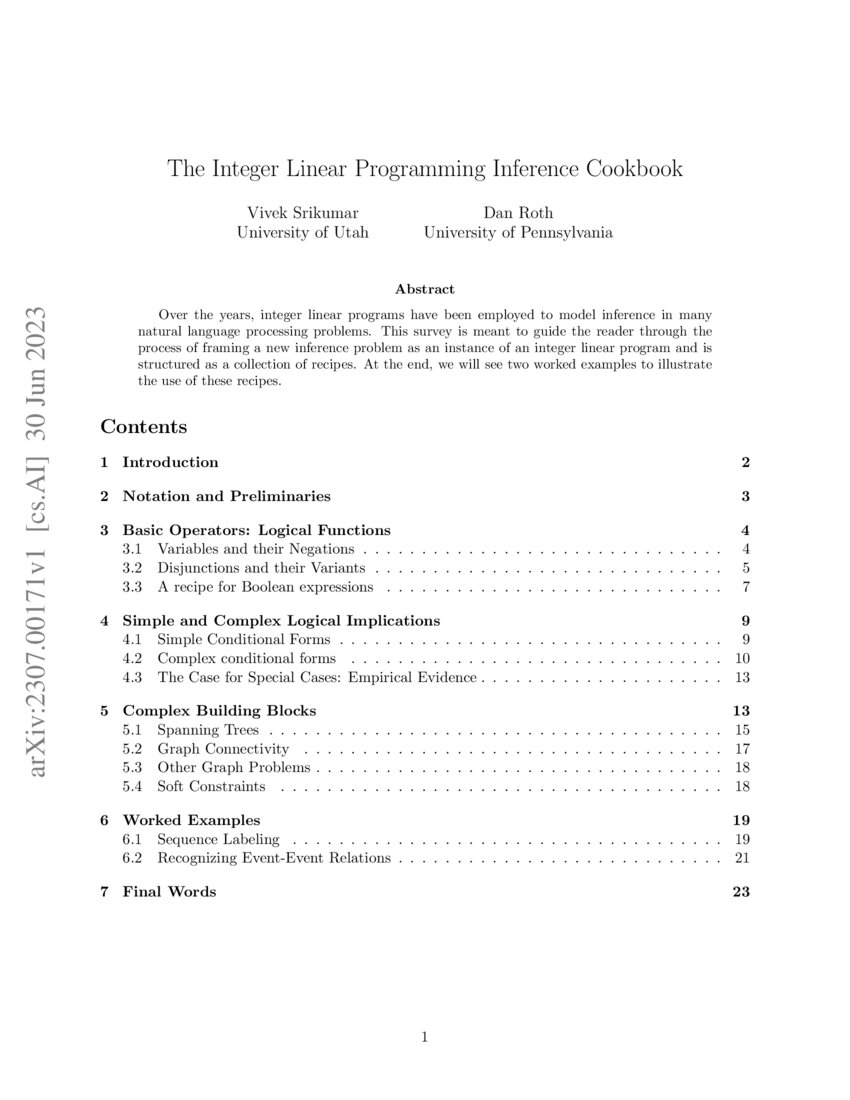 The Integer Linear Programming Inference Cookbook Deepai 