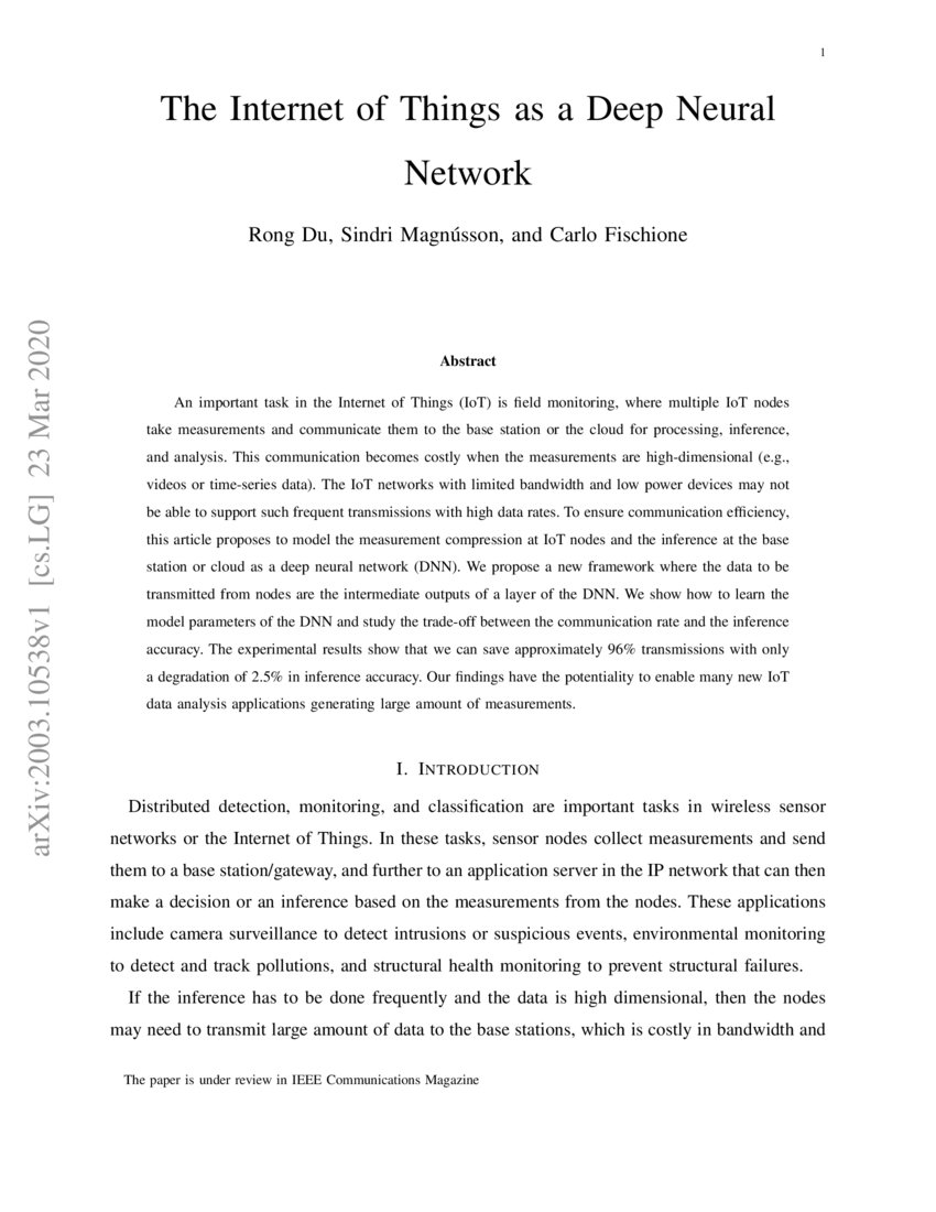 The Internet of Things as a Deep Neural Network | DeepAI