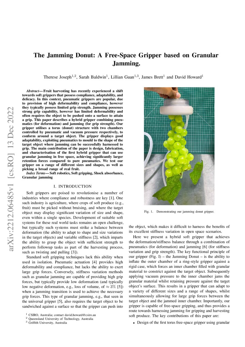 The Jamming Donut: A Free-Space Gripper based on Granular Jamming | DeepAI