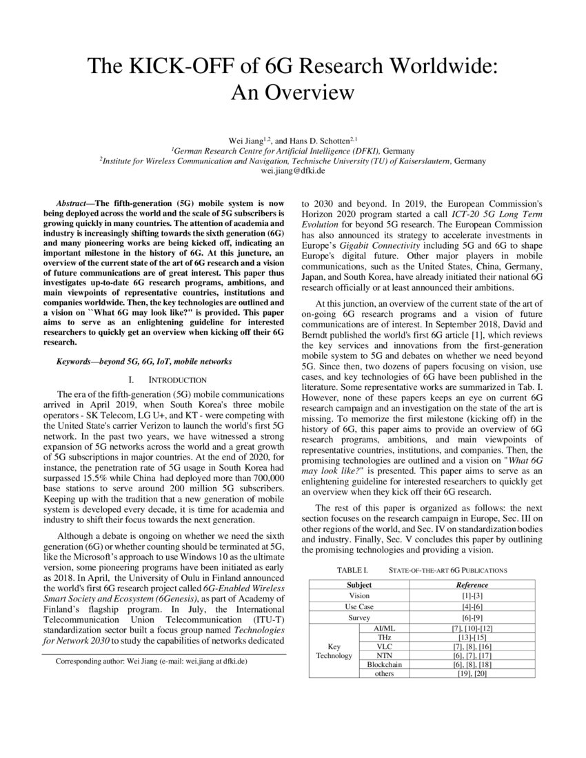 The KICK-OFF of 6G Research Worldwide: An Overview | DeepAI