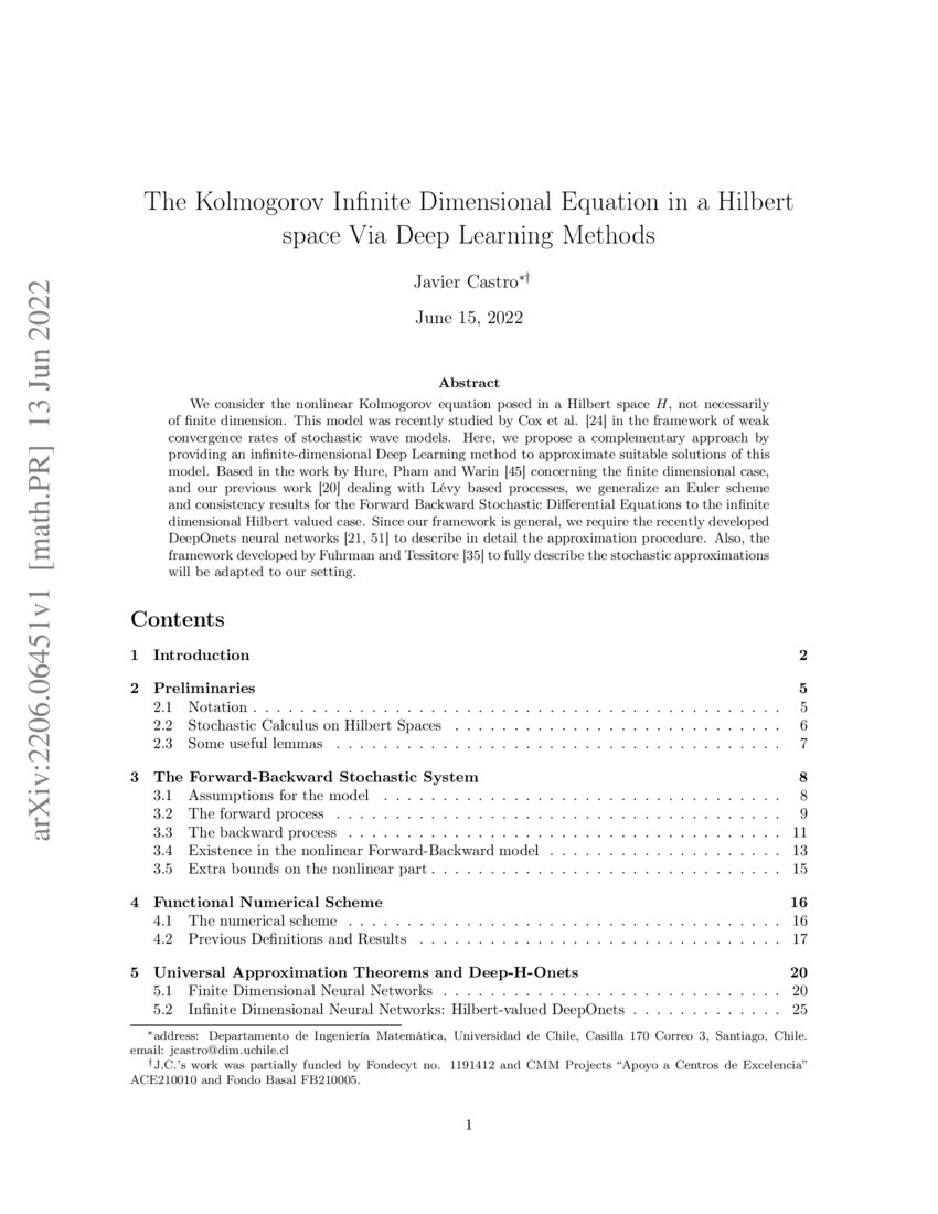 The Kolmogorov Infinite Dimensional Equation in a Hilbert space Via Deep Learning Methods | DeepAI