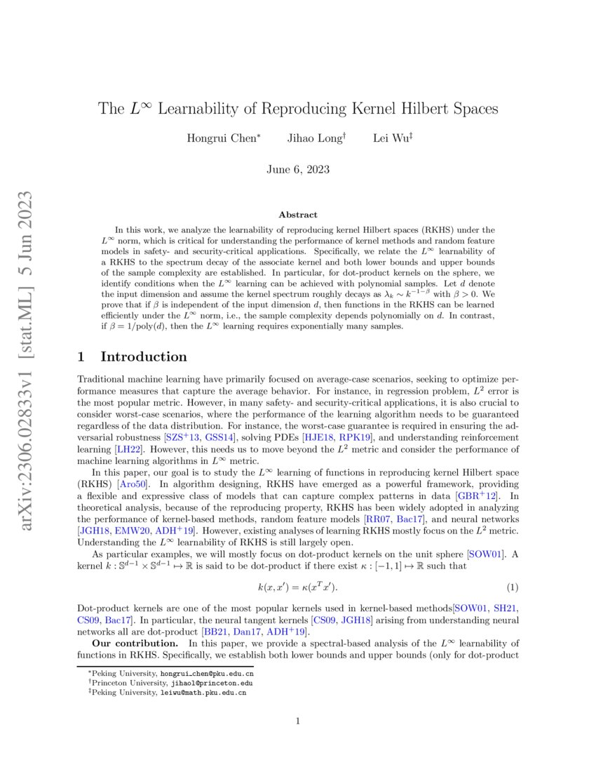 The L∞ Learnability Of Reproducing Kernel Hilbert Spaces Deepai 7138