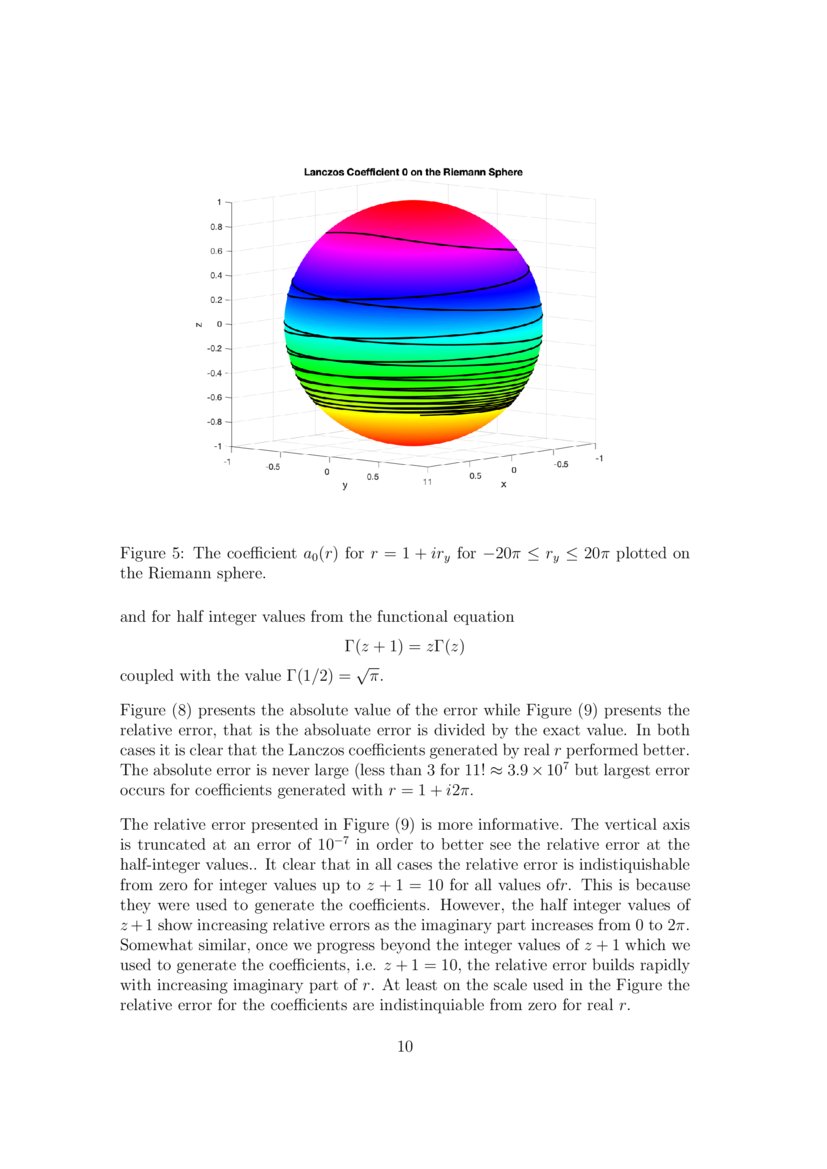 The Lanczos Approximation For The Γ Function With Complex Coefficients 3012