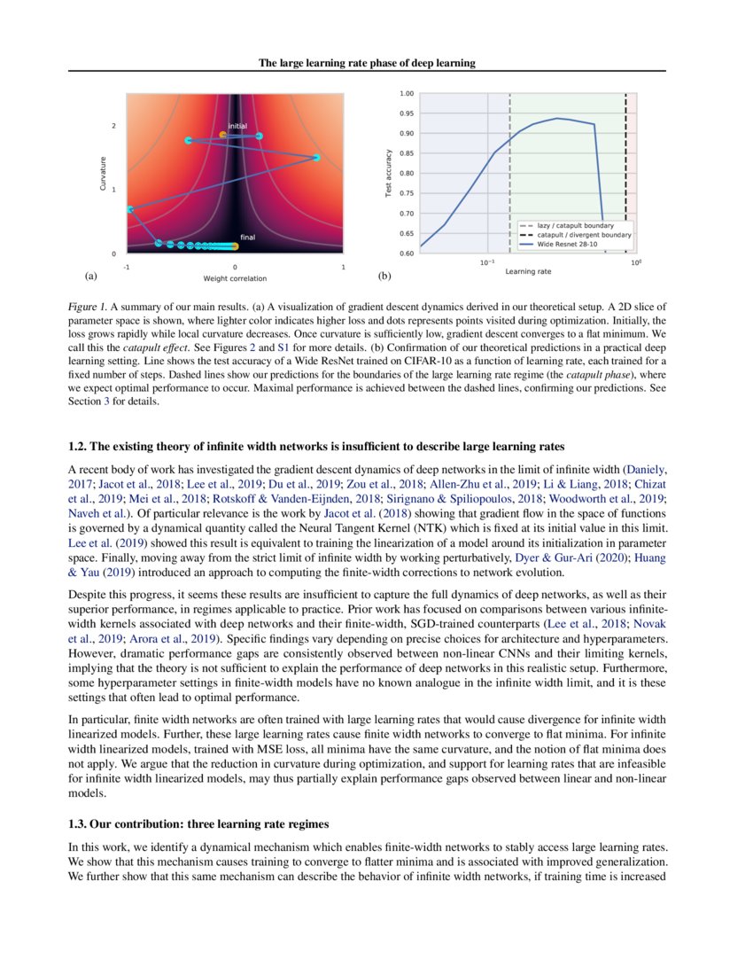The large learning rate phase of deep learning: the catapult mechanism ...