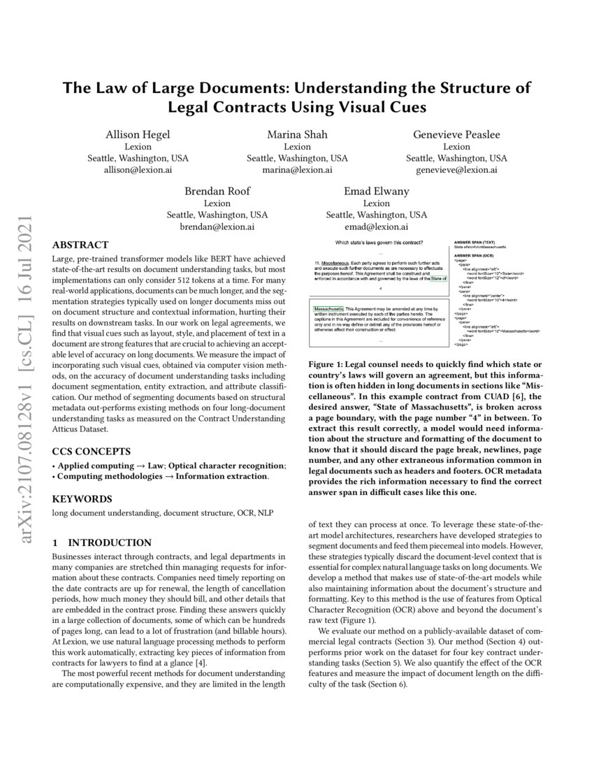 The Law of Large Documents: Understanding the Structure of Legal ...
