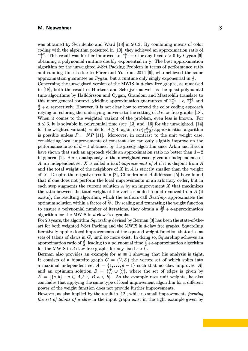 The Limits Of Local Search For The Maximum Weight Independent Set Problem In D Claw Free Graphs 