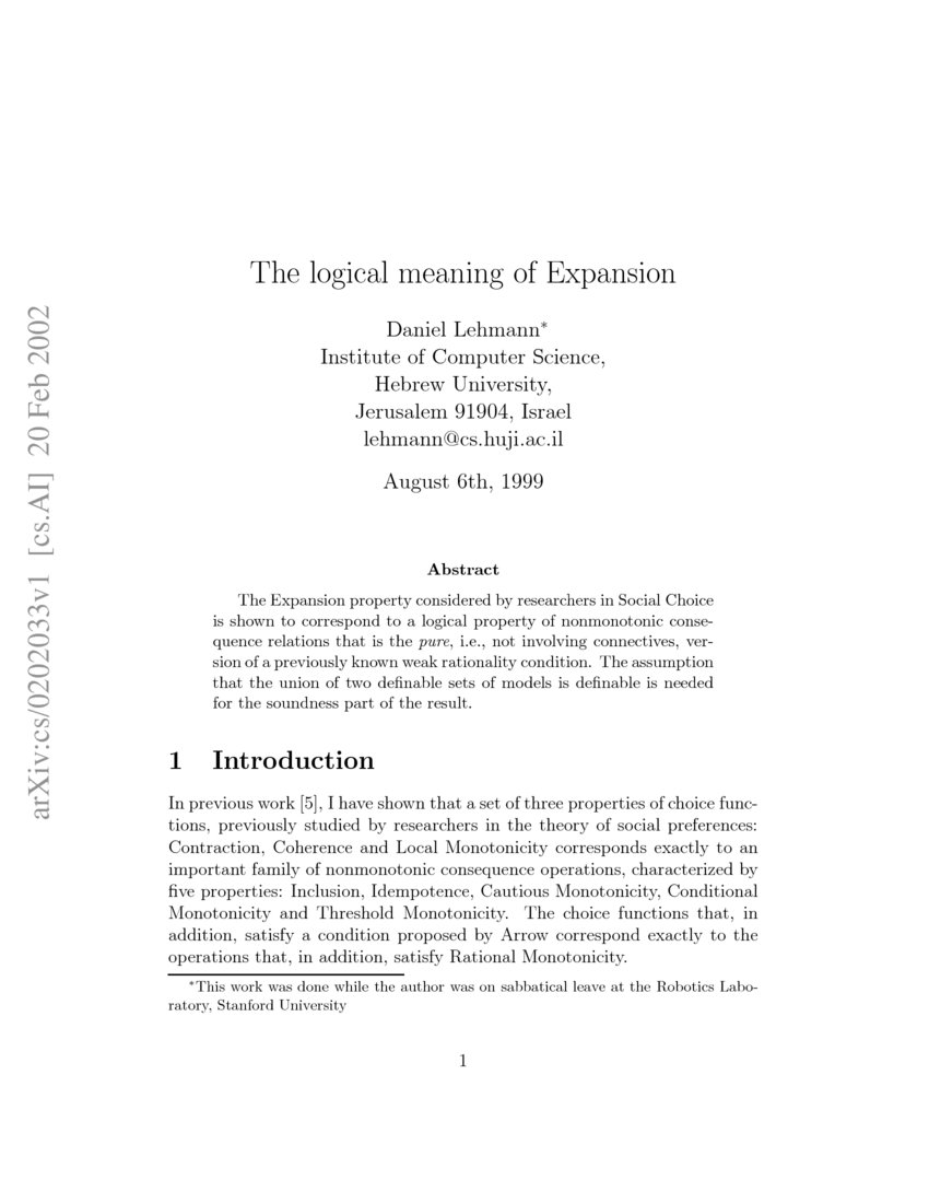 The Logical Meaning Of Expansion DeepAI