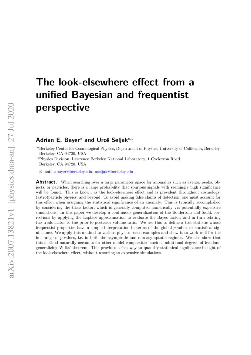 The look-elsewhere effect from a unified Bayesian and frequentist ...