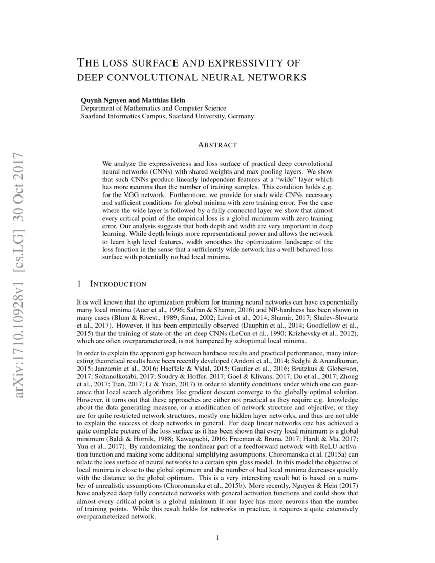 The loss surface and expressivity of deep convolutional neural networks | DeepAI