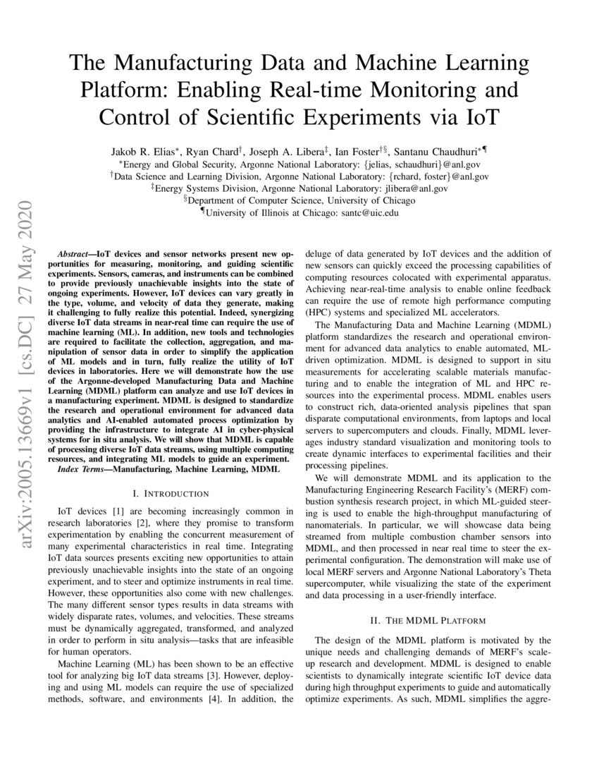 The Manufacturing Data and Machine Learning Platform: Enabling Real ...
