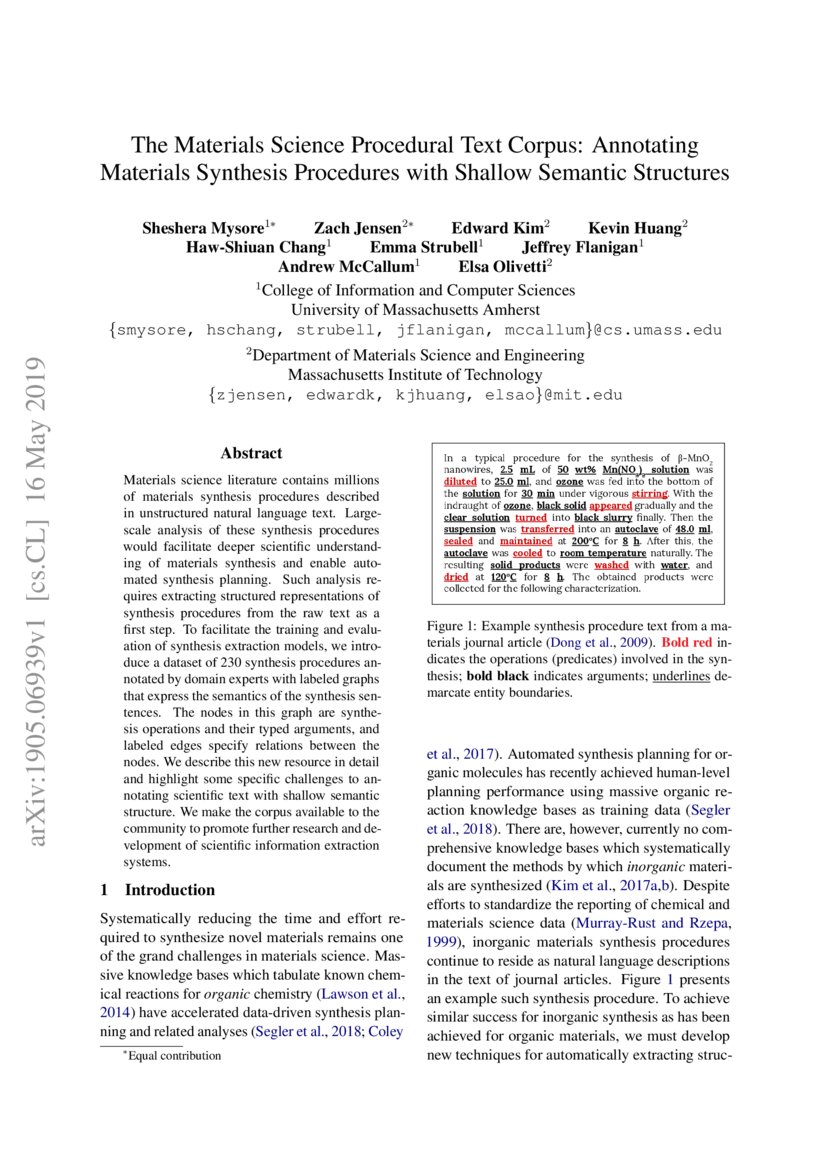 The Materials Science Procedural Text Corpus Annotating Materials Synthesis Procedures With