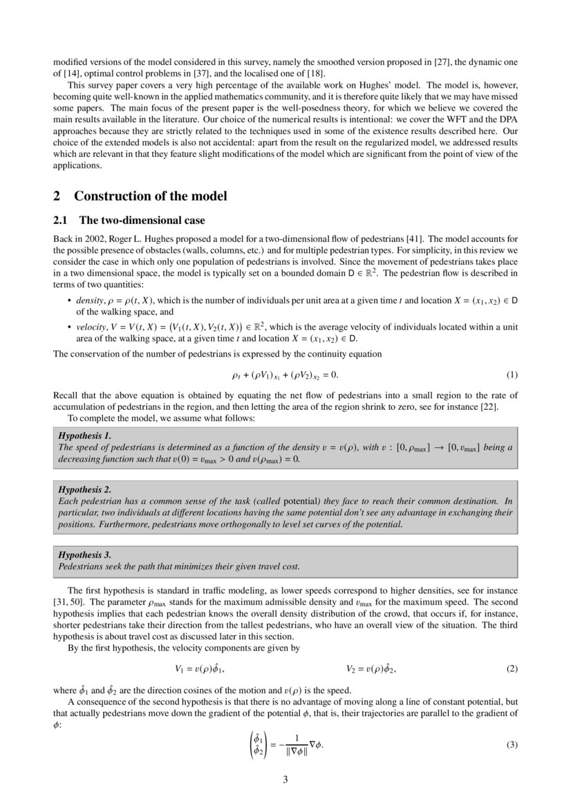 The mathematical theory of Hughes' model: a survey of results | DeepAI