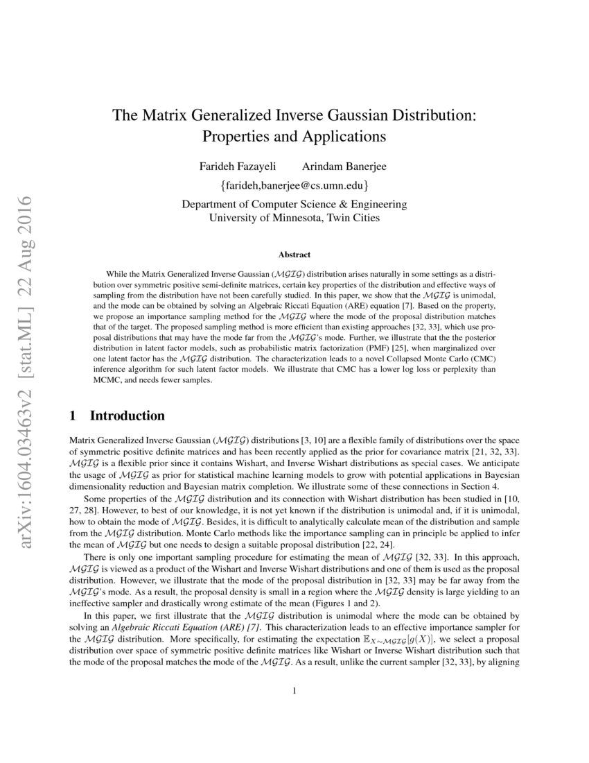 The Matrix Generalized Inverse Gaussian Distribution: Properties and ...