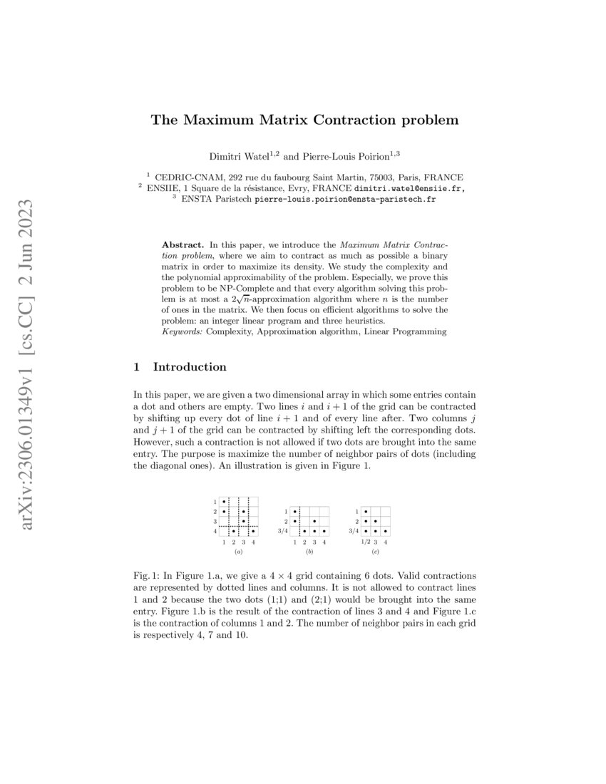 The Maximum Matrix Contraction Problem | DeepAI