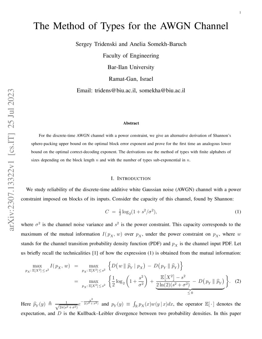 The Method of Types for the AWGN Channel | DeepAI