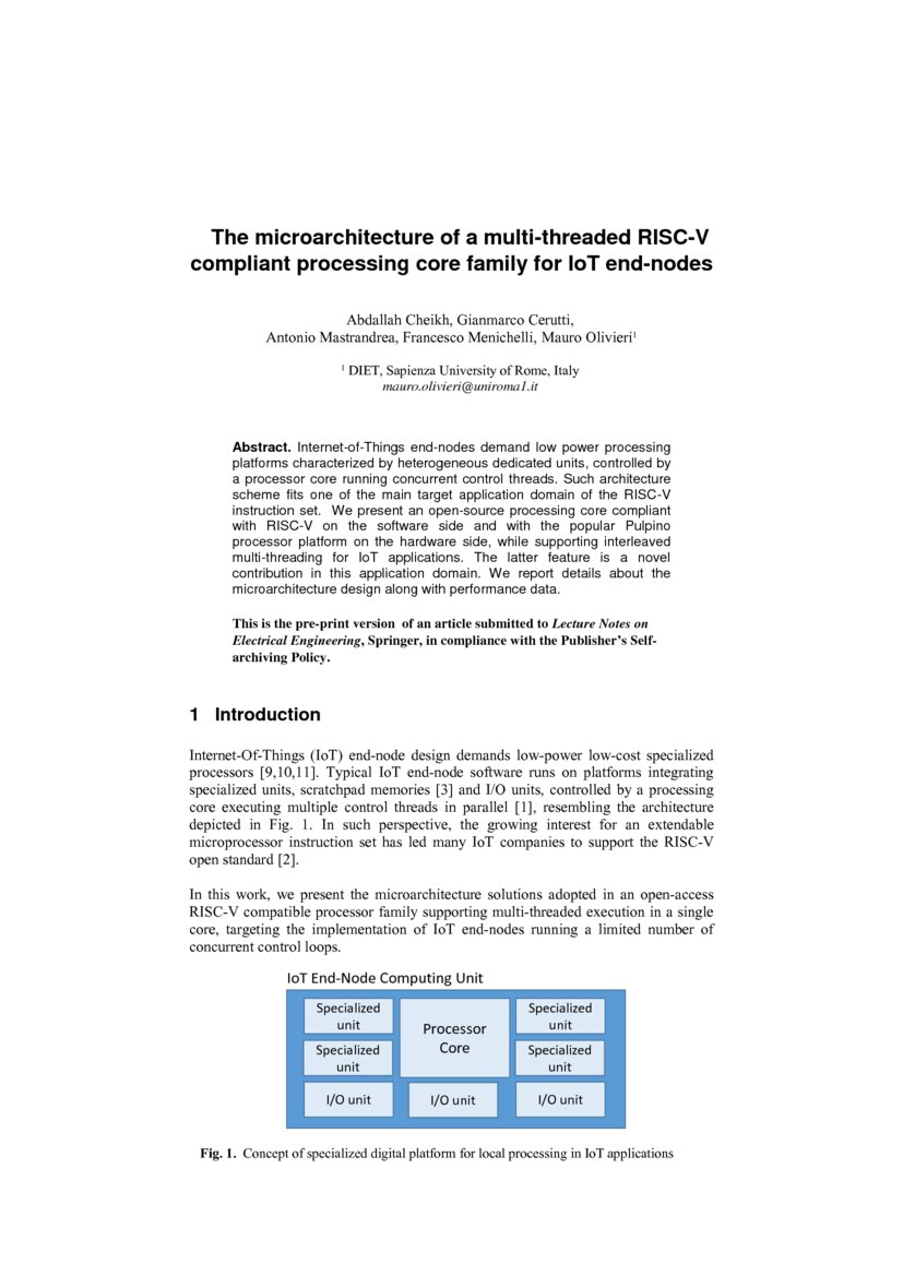 The microarchitecture of a multi-threaded RISC-V compliant processing ...