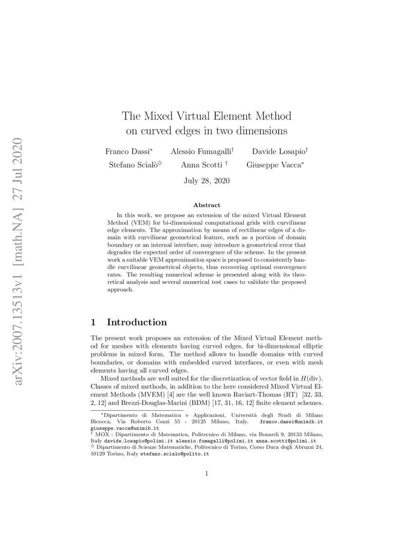 The Mixed Virtual Element Method On Curved Edges In Two Dimensions Deepai