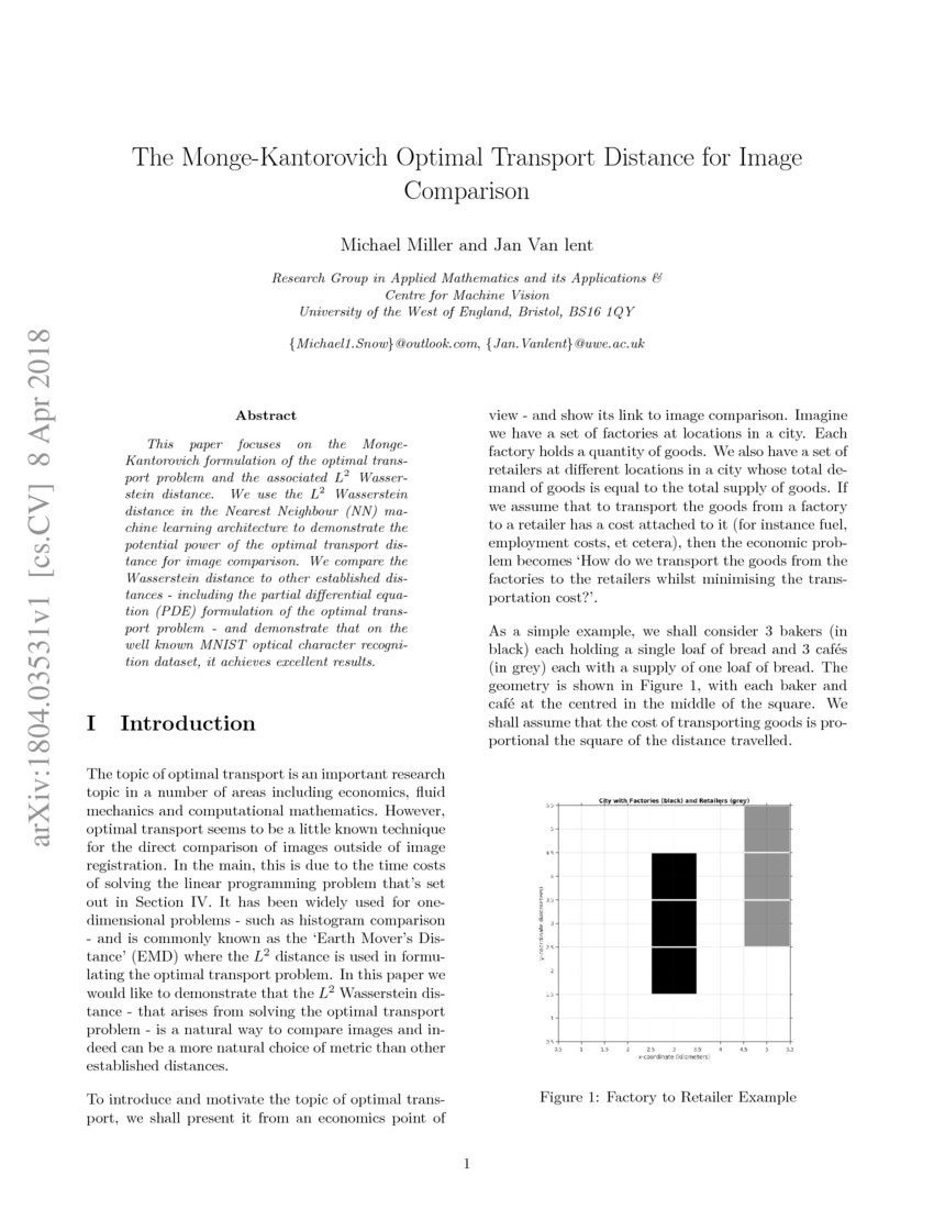 The Monge-Kantorovich Optimal Transport Distance for Image Comparison ...