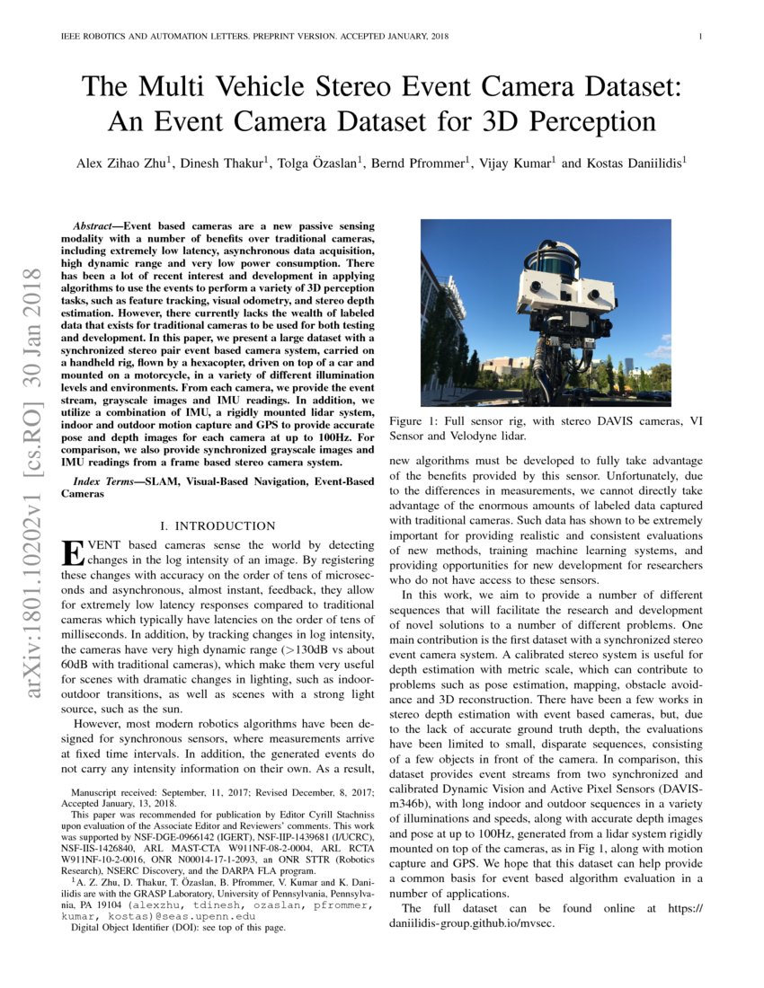 The Multi Vehicle Stereo Event Camera Dataset An Event Camera Dataset